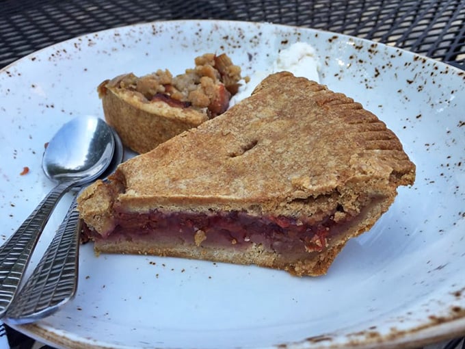 Pie that deserves its own documentary series. That golden crust holding secrets inside, like a delicious mystery novel you solve one bite at a time.