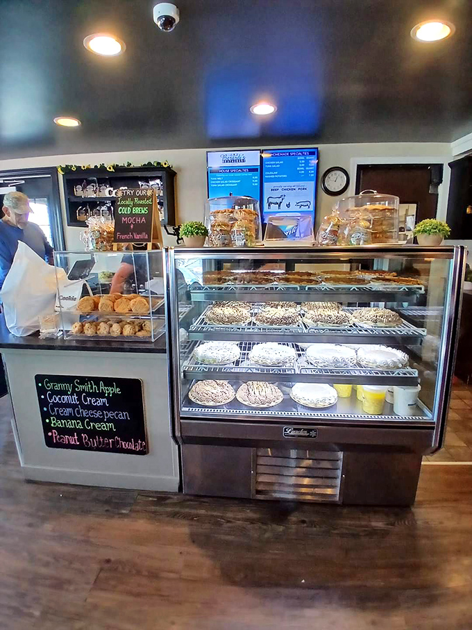 The dessert case&mdash;where willpower goes to die and "I'll just have a bite" becomes the lie you tell yourself before ordering whole pies.