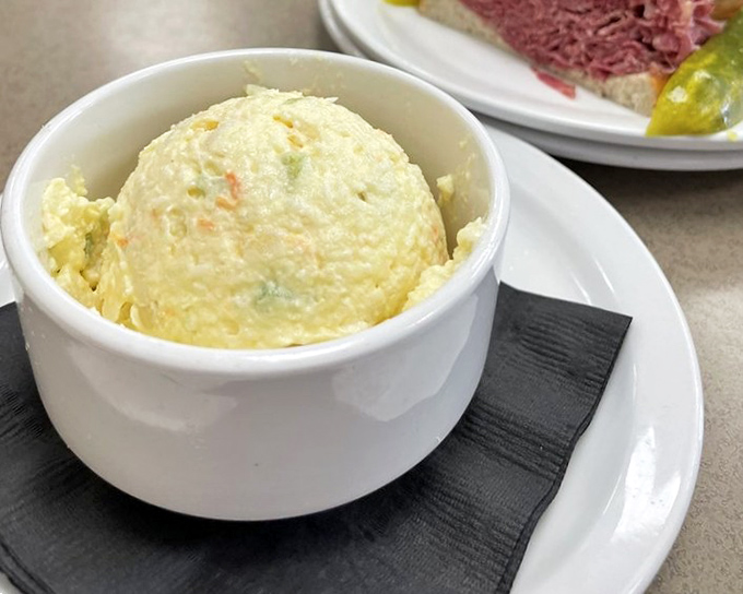 Potato salad that doesn't try to reinvent the wheel&mdash;just perfect it. The kind of side dish that makes you wonder why you'd ever waste stomach space on chips. 