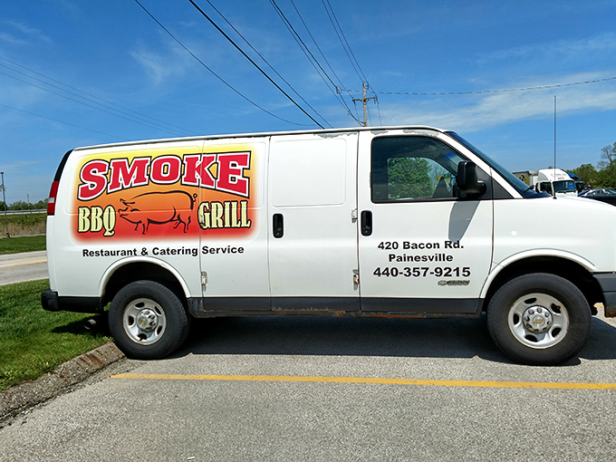 The catering truck&mdash;spreading BBQ joy throughout Painesville. This white chariot delivers smoky treasures to those wise enough to call ahead.
