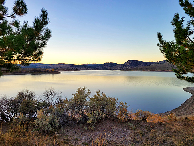 Twilight at Unity Lake – when the water goes still and you realize you haven't checked your phone in hours.