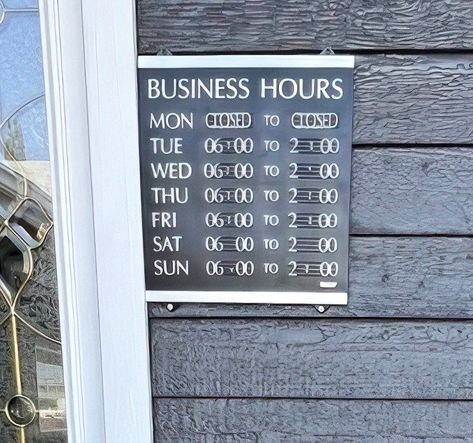 Hours that respect the importance of breakfast &ndash; opening at 6am because morning hunger waits for no one, closed Mondays because even breakfast heroes need rest.