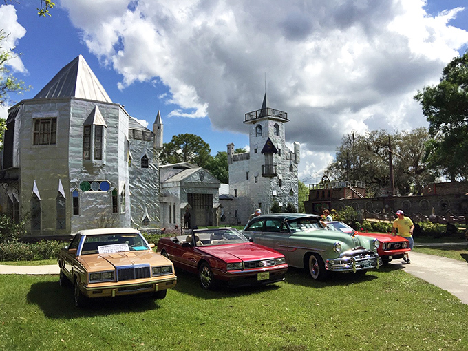 Classic cars line up outside the castle like noble steeds, adding another layer of nostalgic charm to this already time-bending experience.