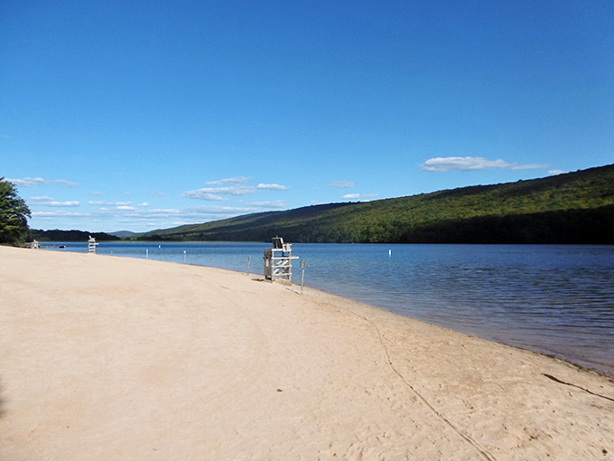The empty beach in perfect stillness – like finding the world's best restaurant with no reservation needed and every table available.