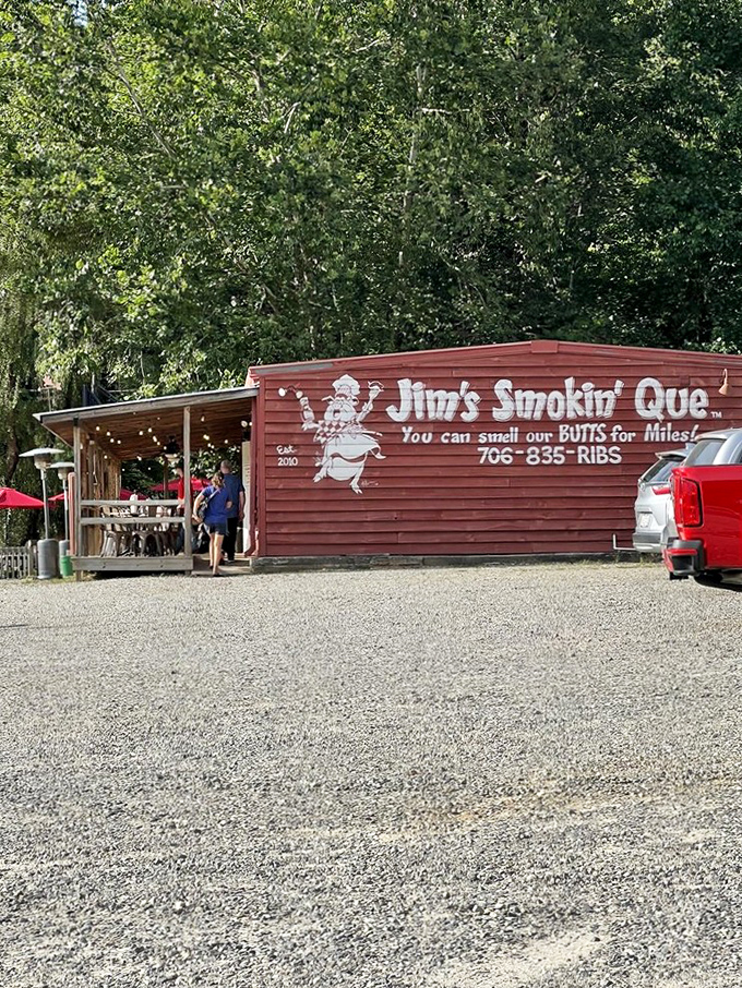 The side view reveals the humble exterior that houses BBQ greatness&mdash;proof that you should never judge a restaurant by its siding.