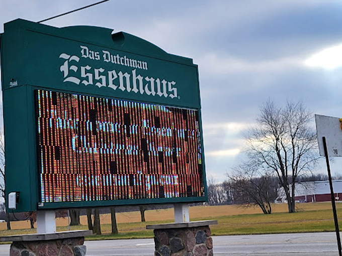 The roadside sign stands as a beacon for hungry travelers, promising relief from fast food monotony and a return to meals made with patience.