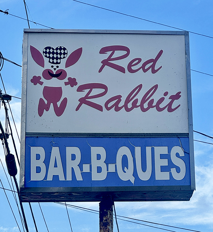 This sign isn't just advertising&mdash;it's a beacon of hope for hungry travelers, promising barbecue salvation just off the Pennsylvania highway.