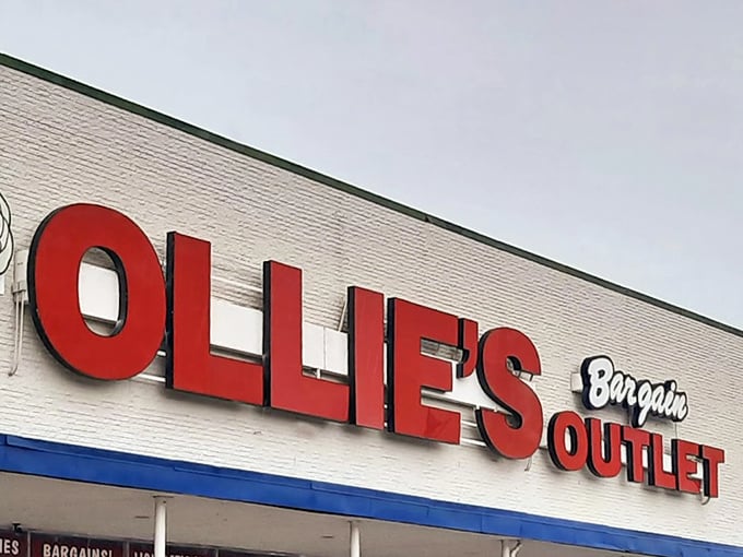 Ollie's iconic signage &ndash; the North Star guiding bargain hunters through Delaware's retail landscape. The red letters practically scream "SAVINGS AHEAD!"