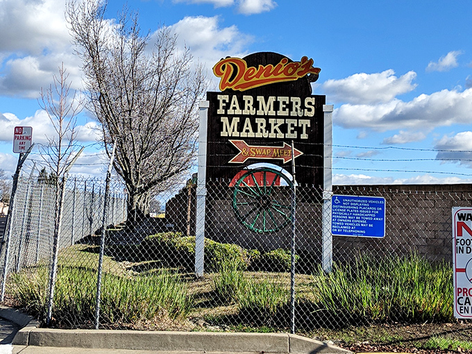 The welcoming beacon that's guided bargain hunters since the 1940s. Denio's sign stands as a monument to California's enduring swap meet culture.