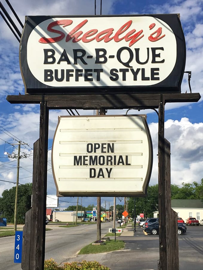 The beacon that guides hungry travelers home. This sign doesn't just announce a restaurant—it promises a South Carolina institution.
