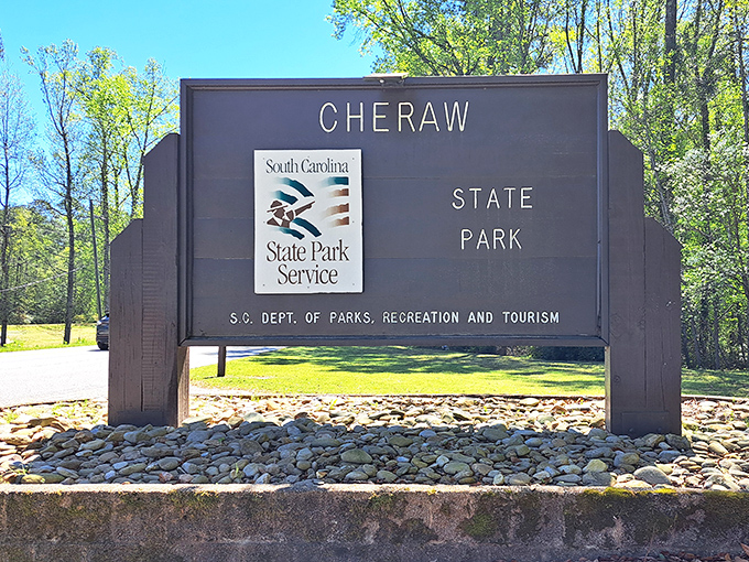 The entrance sign: your official permission slip to leave adulting behind. Where the real South Carolina adventure begins.