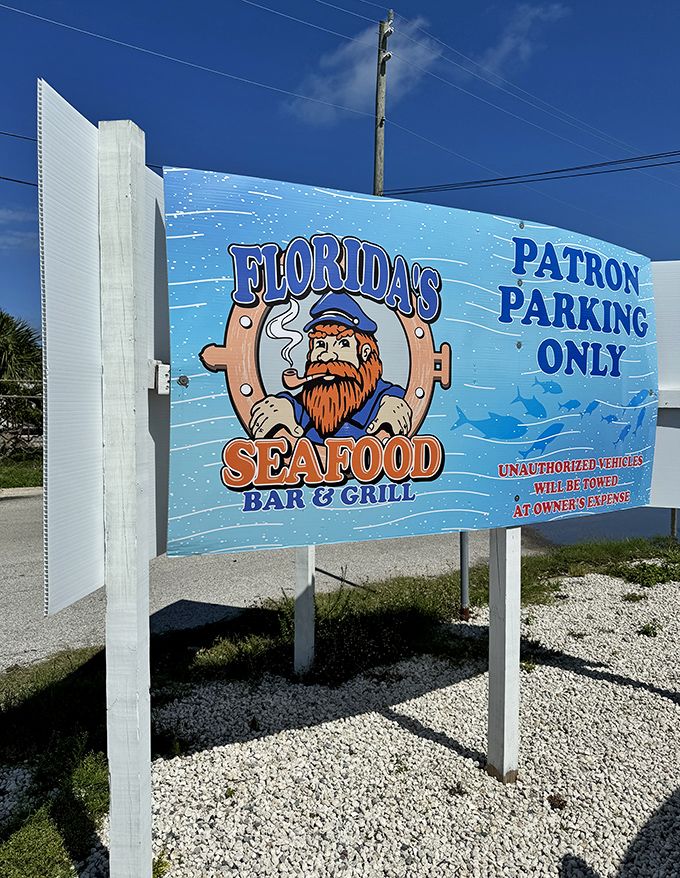 Even the parking sign captures the restaurant's personality &ndash; friendly but firm, just like the best Floridians.