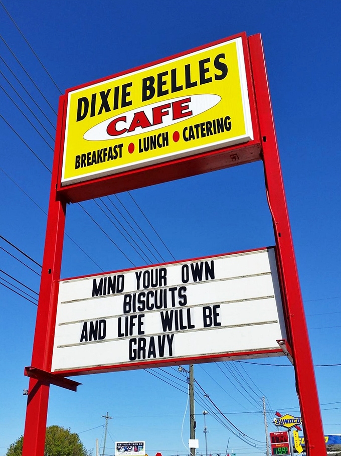 Even the sign knows the truth: mind your own biscuits and life will be gravy indeed.