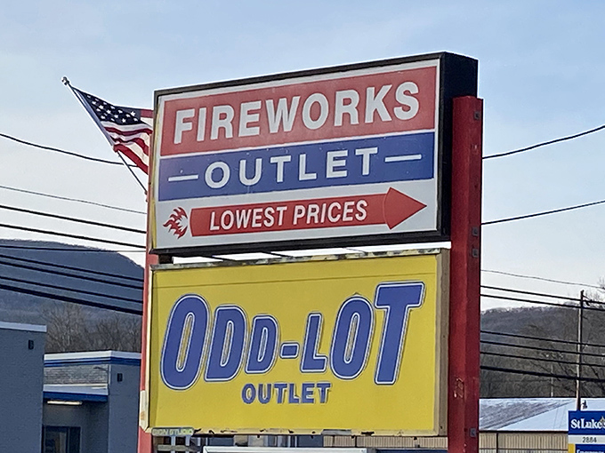 The roadside siren call of savings. This sign has likely caused more spontaneous stops than all the rest areas in Pennsylvania combined.