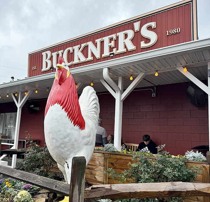 The iconic rooster stands guard outside, silently judging those who leave without trying the fried chicken. He knows what you did&mdash;or didn't do.