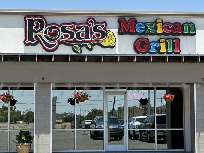 The sign that's launched a thousand road trips. Rosa's colorful logo is like a beacon for hungry travelers seeking authentic Mexican flavors in Mesa.