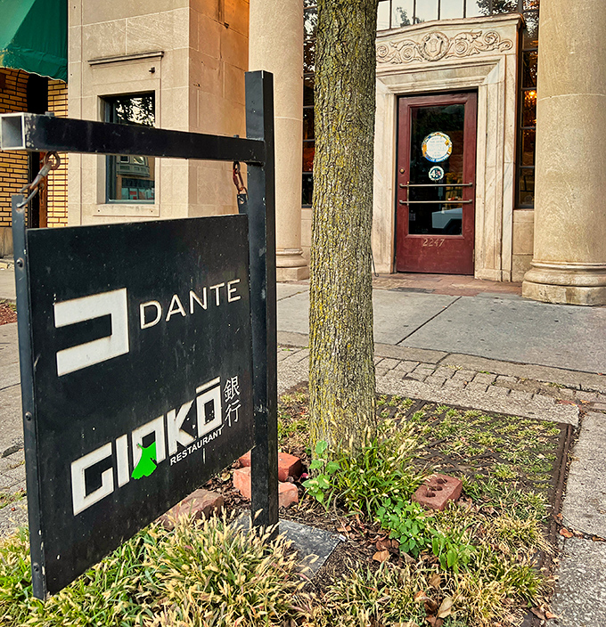 The sign announces two culinary worlds colliding at one address. Like finding out Superman and Batman share an apartment. 