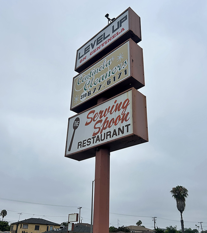 The sign stands tall on Centinela Avenue, a beacon for breakfast pilgrims. No fancy neon needed when your reputation shines this bright.
