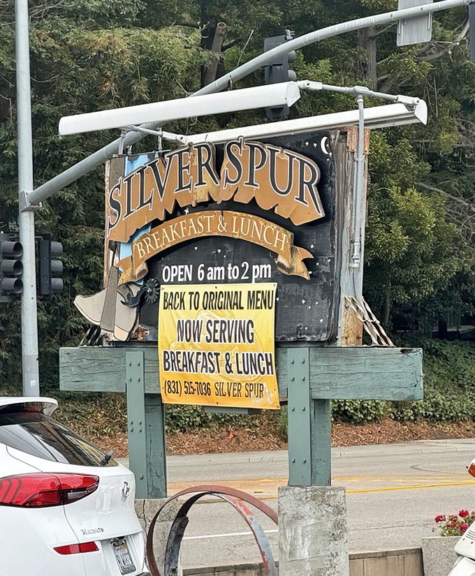 A sign that doesn't just tell you where to eat, but promises the kind of honest breakfast experience that's becoming increasingly rare.