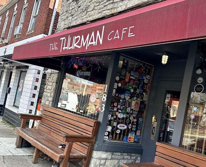 The entrance to a Columbus institution. Like the best dive bars, it doesn't need to shout about its greatness&mdash;the red awning whispers to those in the know.