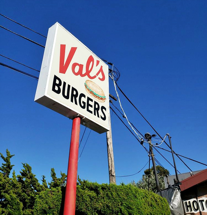 The sign that's guided hungry travelers for generations. Against that perfect blue California sky, it's not just advertising&mdash;it's a landmark.