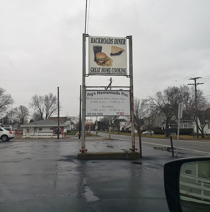 "Backroads Diner" &ndash; the sign might say one thing, but locals know this spot by the quality of its homemade pies and welcoming atmosphere.