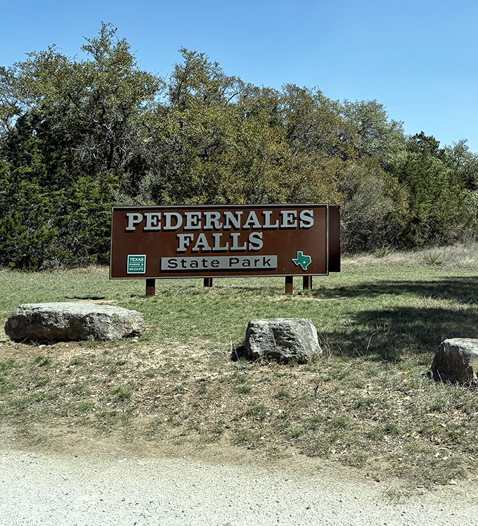 Texas-sized welcome to paradise. The park entrance sign doesn't begin to hint at the geological marvels and peaceful escapes that lie ahead.
