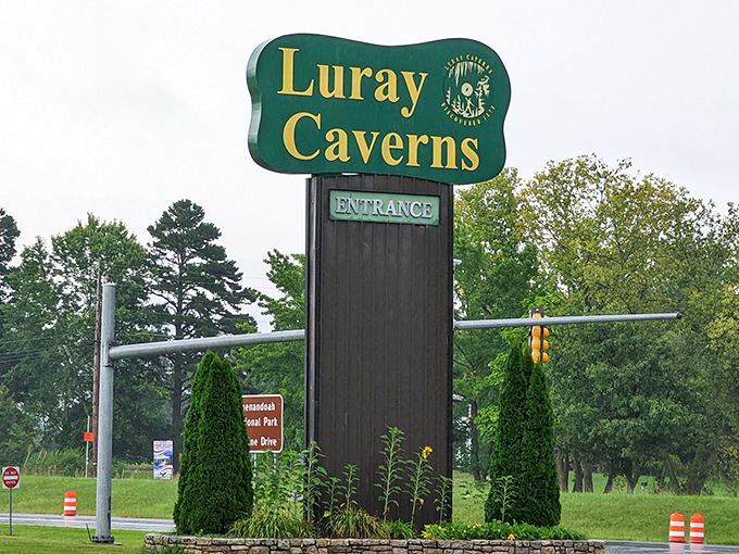 This unassuming sign marks the entrance to an underground kingdom that's been millions of years in the making.