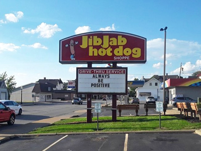 "Always Be Positive" says the sign, though with hot dogs this good, maintaining a positive attitude requires absolutely zero effort.