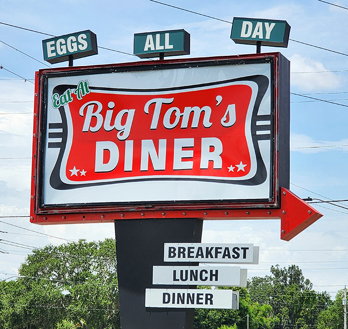 The classic roadside sign promises three essential meals a day, but what it really advertises is a slice of Americana served with a side of Florida sunshine.