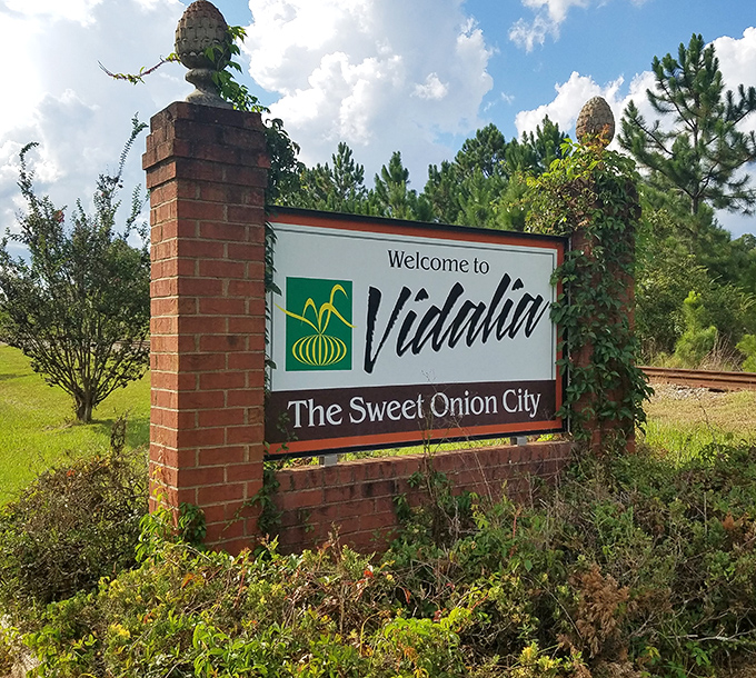 The welcome sign says it all: you've arrived in Vidalia, where even the town entrance acknowledges its sweet and pungent claim to fame.