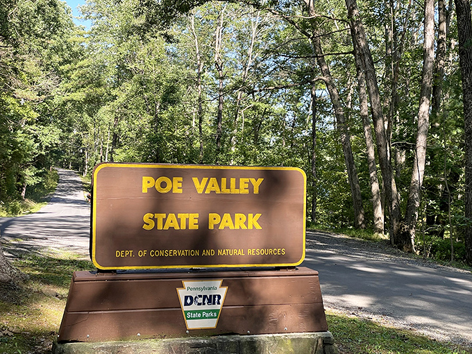 Welcome to serenity! The entrance sign to Poe Valley State Park might as well read "Relaxation Ahead."