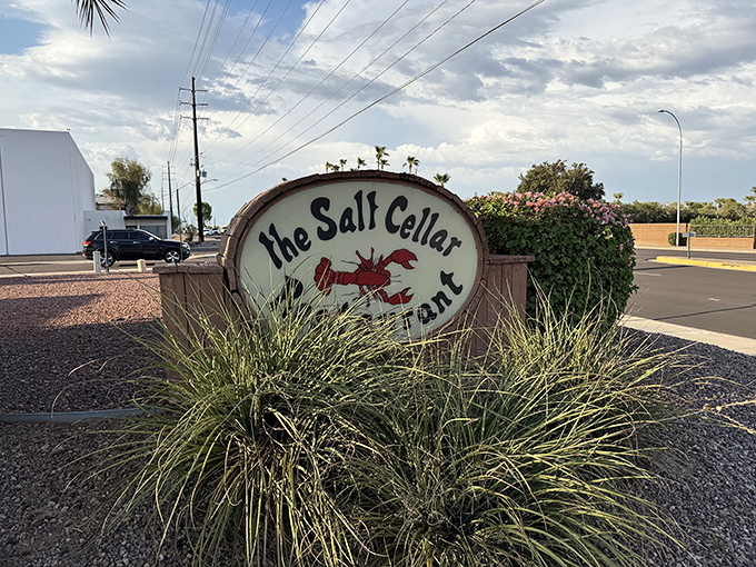 Simple desert landscaping frames the gateway to Arizona's most surprising and delightful oceanic culinary adventure.