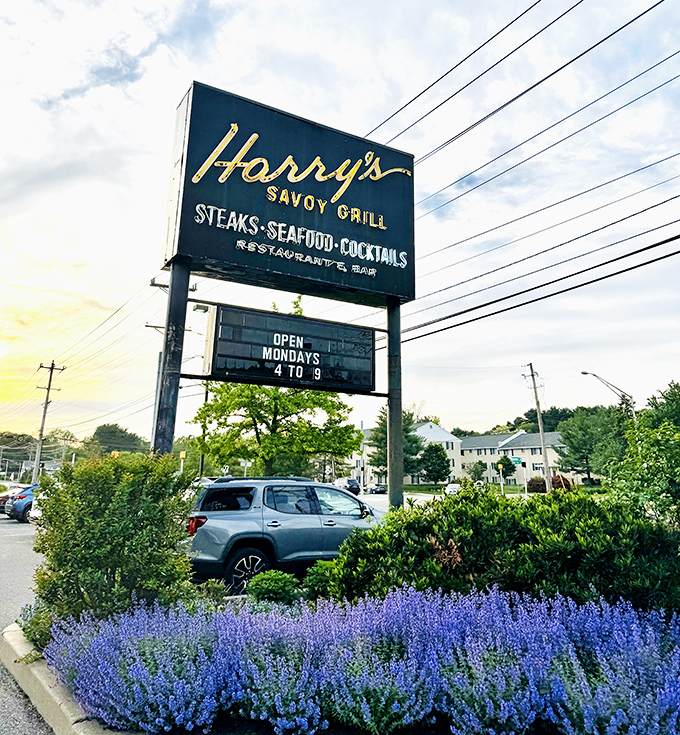 Classic roadside signage announces steaks, seafood, and cocktails with the confidence of a restaurant that's earned every bit of its stellar reputation.