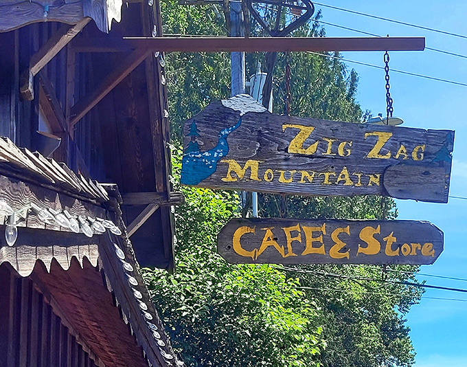 The hand-painted sign swinging gently in mountain breezes has guided hungry travelers to this woodland oasis for years &ndash; a beacon of comfort food in the wilderness.