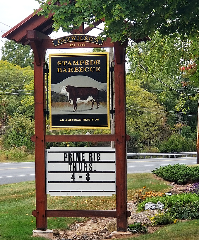 The sign promises Prime Rib Thursdays, which is basically like posting "Happiness Available Here" for meat lovers passing by.
