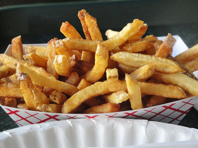 These golden, skin-on fries aren't just a side dish&mdash;they're the supporting actors that deserve their own Oscar in the drama of a perfect lunch.