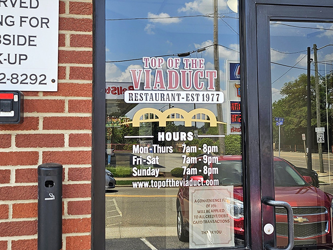 The door that promises breakfast dreams come true. Those hours&mdash;7am to 8pm most days&mdash;are your window to steak and egg nirvana.