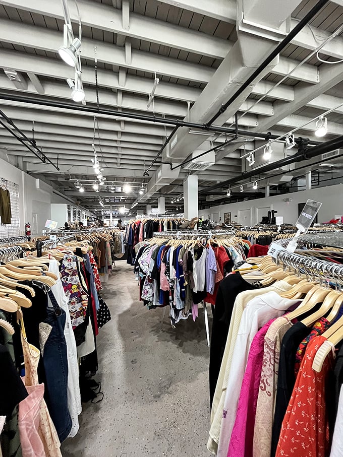 Fashion forest! Navigate these well-organized aisles of possibility where your next favorite outfit is hiding, just waiting to be discovered.