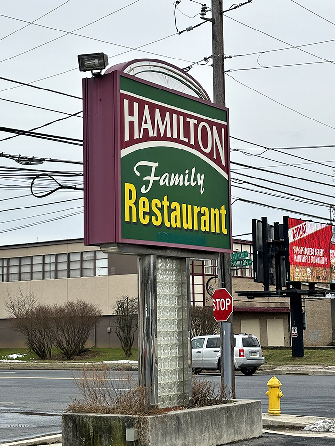 The Ham Fam sign against Pennsylvania sky&mdash;a landmark that's directed countless hungry travelers and locals to plates of comfort for decades.