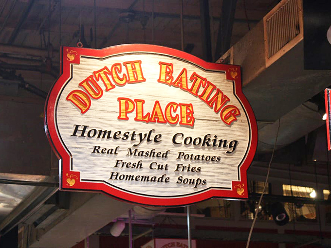 Truth in advertising&mdash;homestyle cooking, real mashed potatoes, and zero pretension. The sign says it all without saying too much.