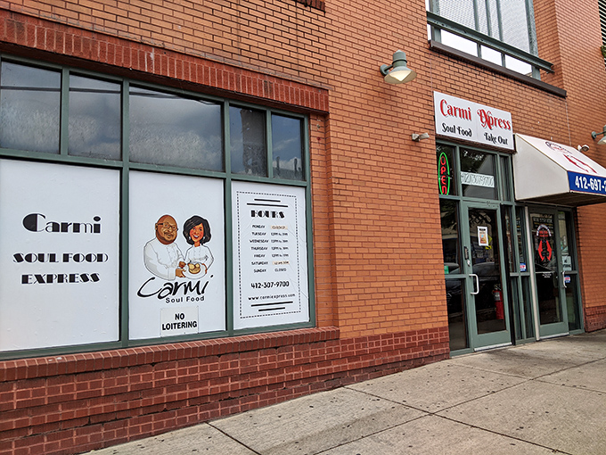 The storefront proudly announces its identity to East Carson Street &ndash; a beacon of Southern hospitality in the Steel City.