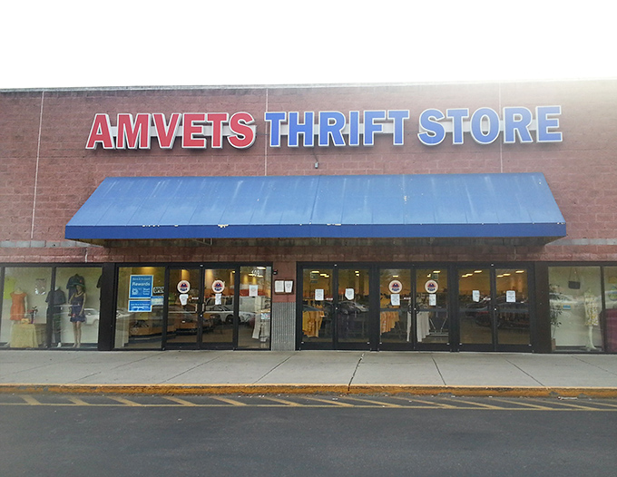 The AMVETS marquee stands proud against Tennessee skies, a beacon for bargain hunters and treasure seekers alike.