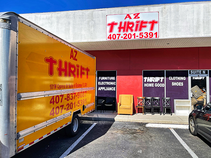 The yellow brick road to bargains! AZ Thrift's delivery truck and storefront promise adventures in secondhand shopping that might just become your new weekend habit.