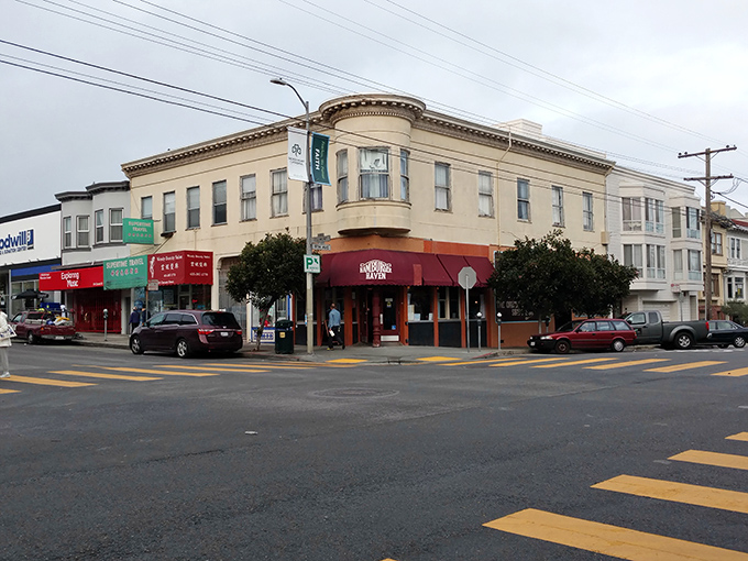 From this street view, you'd never guess the breakfast magic happening inside—like finding a secret portal to comfort food heaven.