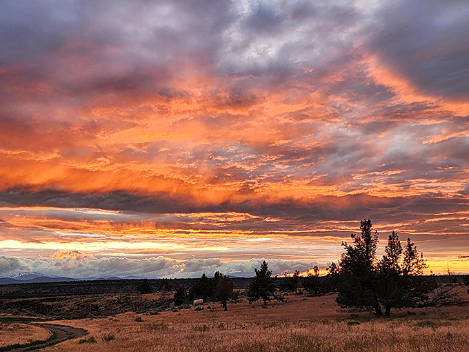 Sunset transforms the high desert sky into a masterpiece that would make any professional painter pack up their easel.