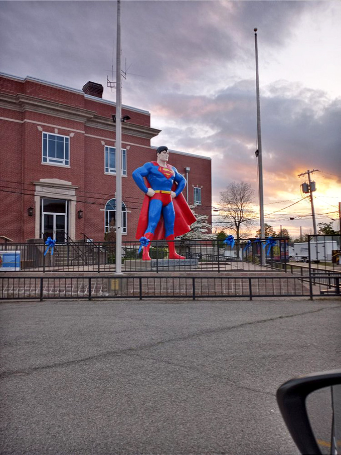 As the sun sets over Metropolis, Superman's silhouette stands dramatic against the twilight sky&mdash;a perfect end to any hero's journey.