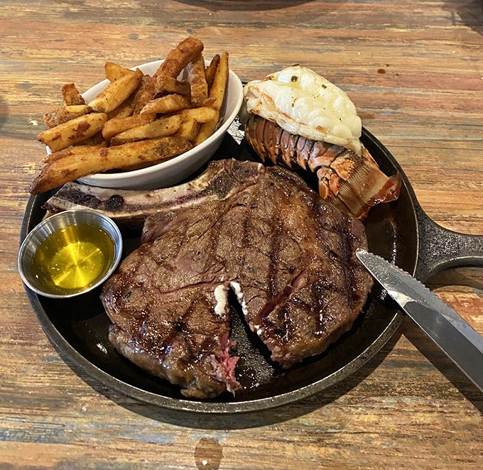 Surf and turf perfection where land meets sea in the most delicious diplomatic summit ever arranged.