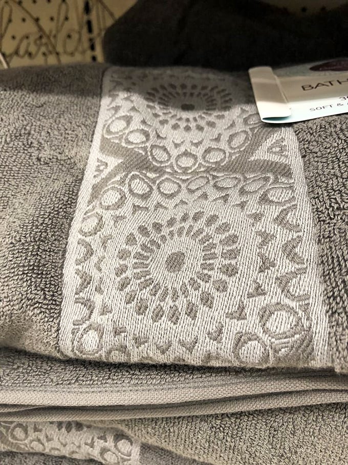 Embossed towels with intricate patterns prove luxury doesn't require luxury pricing &ndash; bathroom upgrades that feel indulgent while remaining sensible.