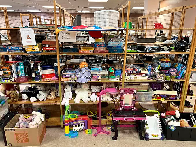The toy section&mdash;where puzzles, stuffed animals, and childhood dreams find new homes while parents discover the joy of not paying retail.